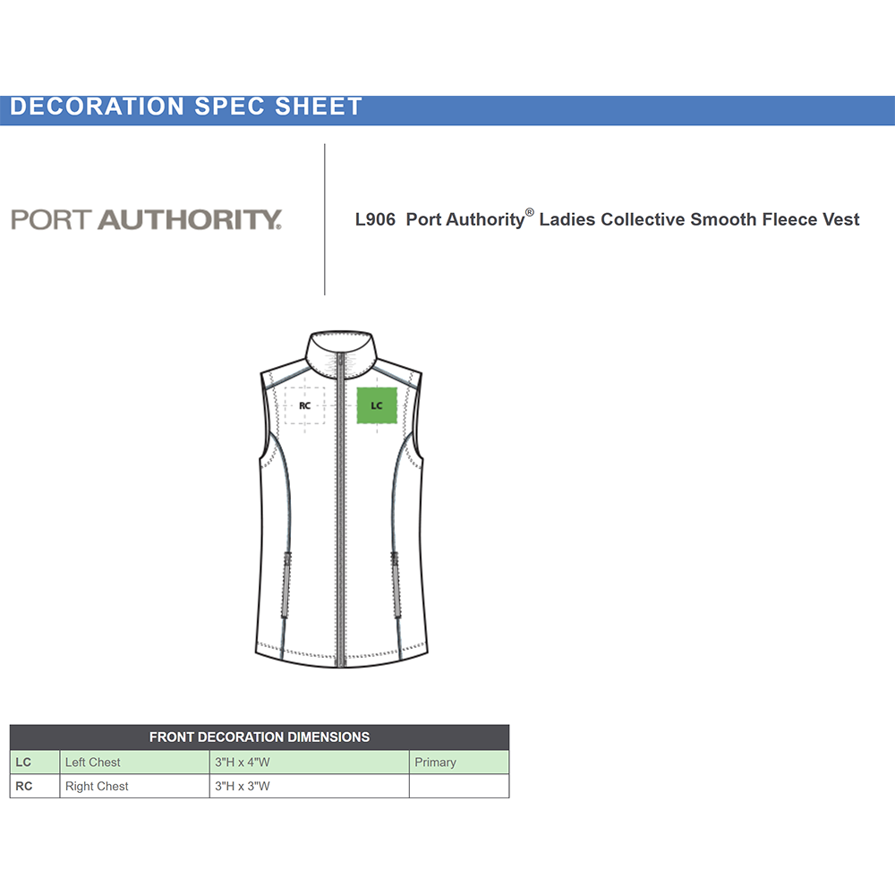 Port Authority® Ladies’ Collective Smooth Fleece Vest - HB Threads Port Authority® Ladies’ Collective Smooth Fleece Vest - HB Threads